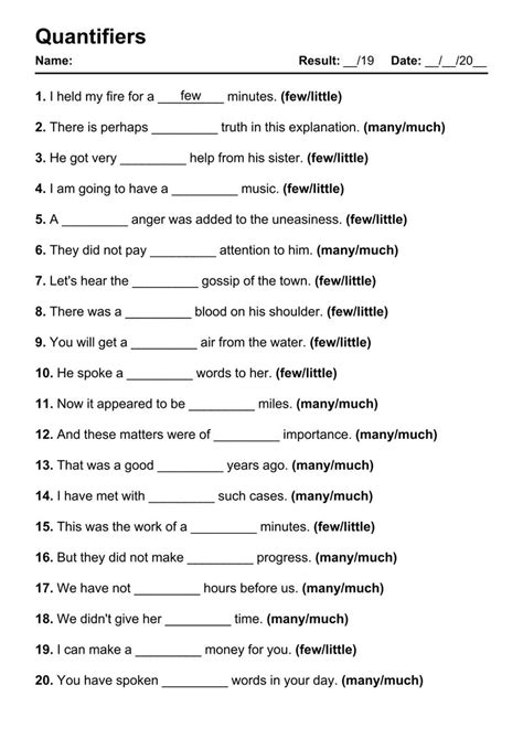 101 Printable Quantifiers Pdf Worksheets With Answers Grammarism Artofit
