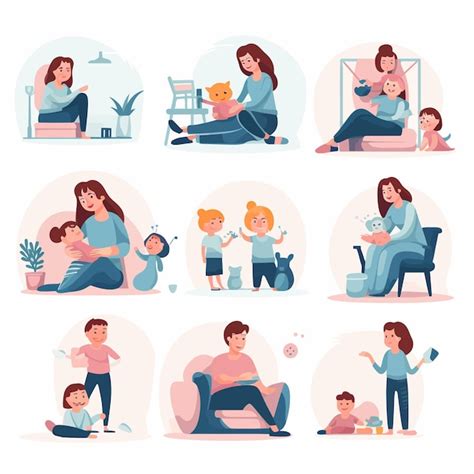 Vectorilustraciónmaterialpaternidadcuidado De Los Niños Vector