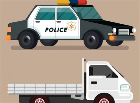 차량 아이콘 경찰 차 트럭 스케치 컬러 디자인 Ai Eps Uidownload