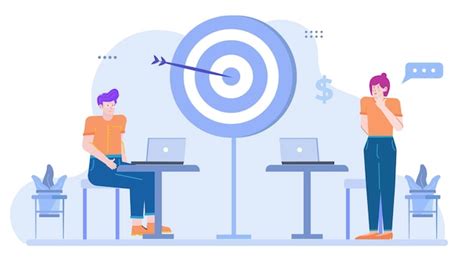 Premium Vector Two Person Are Discussions About Project Targets And