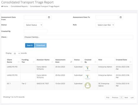 Transport Triage Report Cares Support Portal