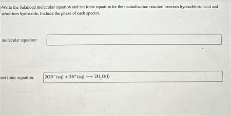 Solved Write the balanced molecular equation and net ionic | Chegg.com