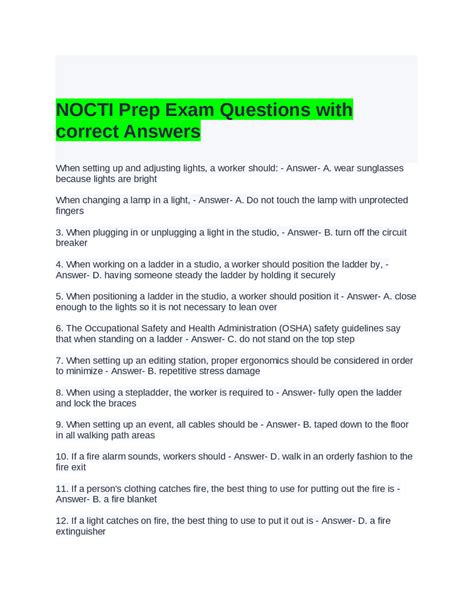 Nocti Prep Exam Questions With Correct Answers Exams Advanced