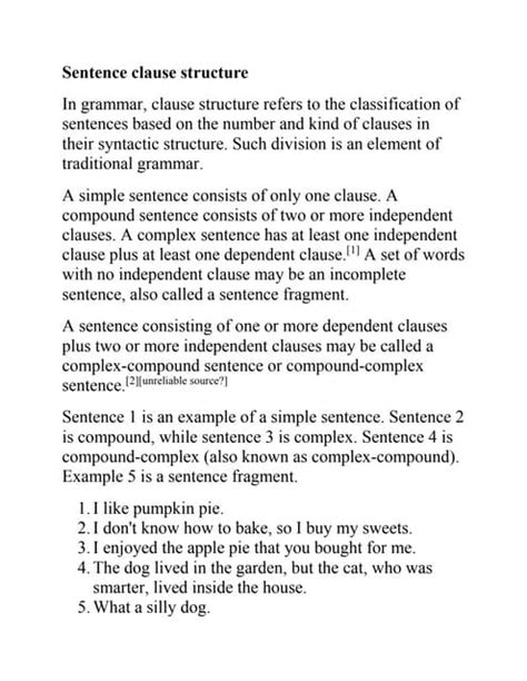 Sentence Clause Structure Pdf