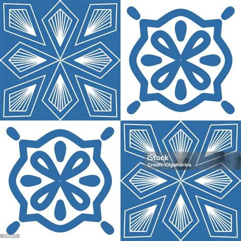 Azulejo 스타일의 세라믹 타일을위한 블루 모티프 복고풍 디자인 0명에 대한 스톡 벡터 아트 및 기타 이미지 0명 고풍스런 곤색 Istock