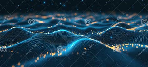 Digital Wave Patterns With Glowing Particles Abstract Representation