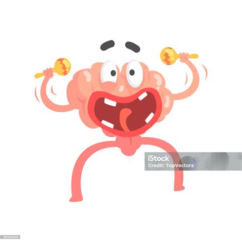 인간 답게 만화 두뇌 캐릭터 마라 카스에 지 인간 장기 벡터 일러스트 레이 션 재생 과학에 대한 스톡 벡터 아트 및 기타 이미지