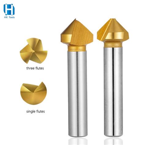 Hss M35 3 Flutes Countersink Bit Titanium Plating Chamfer Bit For Metal