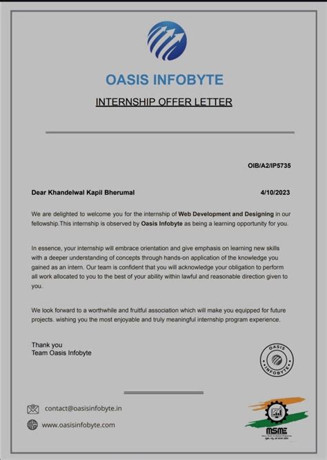 Kapil Khandelwal On Linkedin Oasisinfobyte Intern Webdevelopment Internshipopportunity