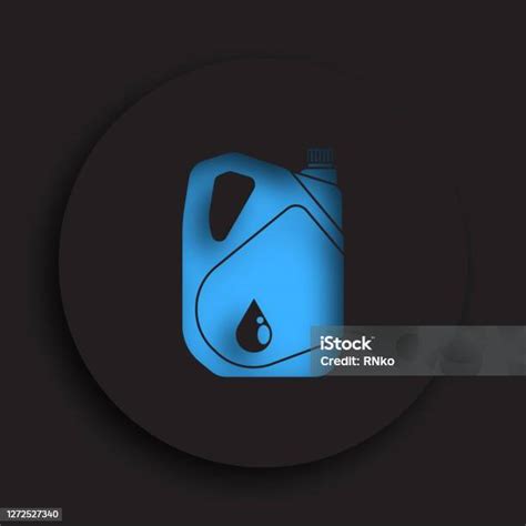 어두운 배경에 신형태 스타일의 자동차 오일 캐니스터 아이콘 안정적인 기계 엔진 작동 서비스 센터에서 자동차 유지 보수 및 계절 오일 변경 벡터 엔진 오일에 대한 스톡 벡터