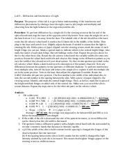 Lab Diffraction And Interference Docx Lab Diffraction And Interference Of Light