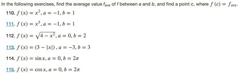 Solved In The Following Exercises Find The Average Value Chegg