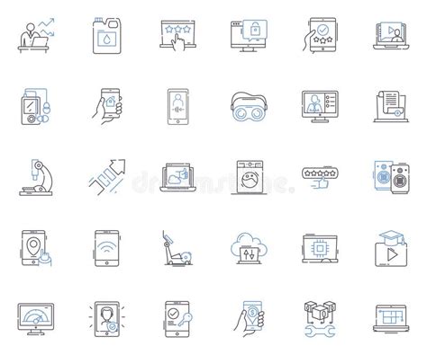 Digital Protection Line Icons Collection Encryption Passwords