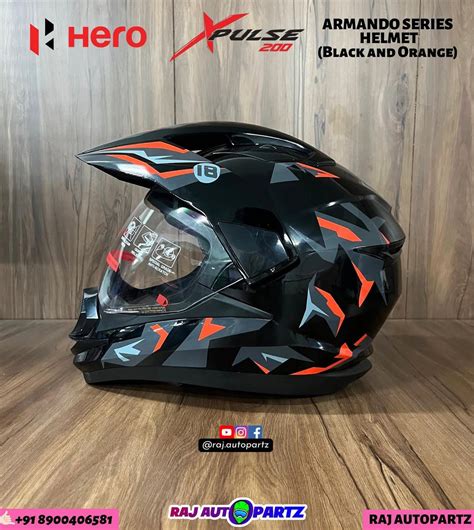 Hero Xpulse 200 Armando Series Helmet Black And Orange Raj Autopartz