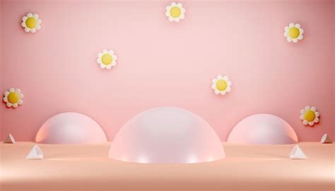 꽃으로 장식된 가상 럭셔리 파스텔 부드러운 톤 배경 최소 스포트라이트 빈 공간 제품 디스플레이 쇼케이스 향수 프로모션 판매 배너 프레젠테이션 코스메틱 3d 렌더링 프리미엄 사진