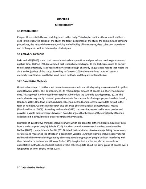 Chapter 3 CHAPTER 3 METHODOLOGY 3 INTRODUCTION Chapter Three Entails The Methodology Used In