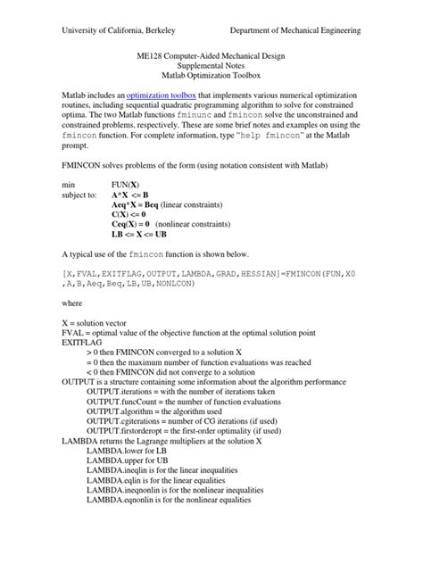 Optimizing Constrained Problems Using Matlabs Fmincon Function