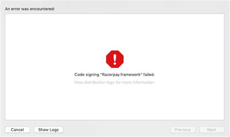 Suddenly Code Signing Razorpay Framework Failed Issue Razorpay React Native