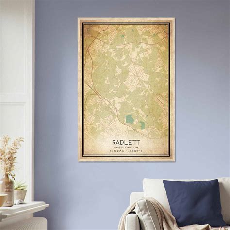 Vintage Radlett United Kingdom Map Poster Radlett City Road Wall Art Print Custom Maps And Posters