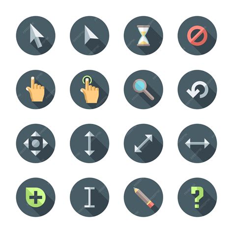 Premium Vector Colored Flat Style Various Cursors Icons Set