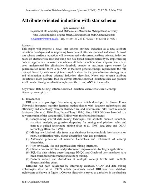 Pdf Attribute Oriented Induction With Star Schema