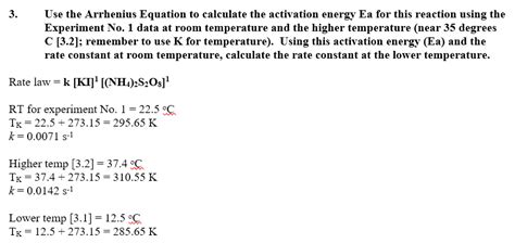 Solved Use The Arrhenius Equation To Calculate The Chegg Com