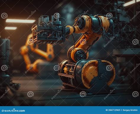 Smart Industry Robot Arms For Digital Factory Production Technology Showing Automation