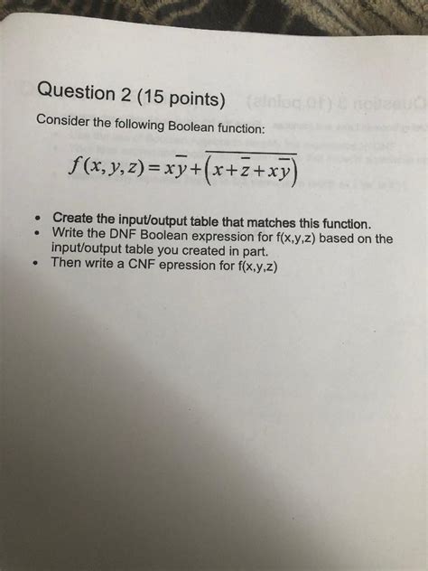 Solved Consider The Following Boolean Function