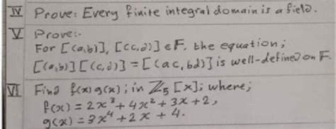 solved w prove every finite integral domain is a field v