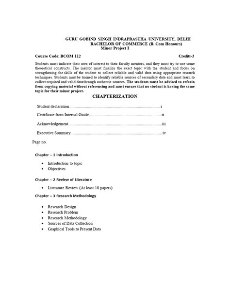 Minor Project I Guidelines Pdf Methodology