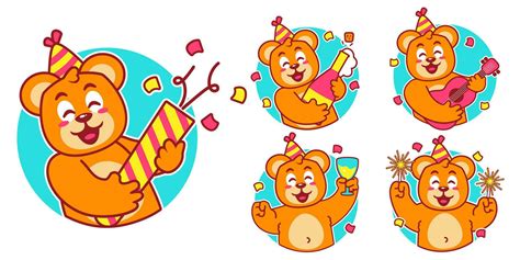 Birthday Bear Sticker 26562984 Vector Art At Vecteezy