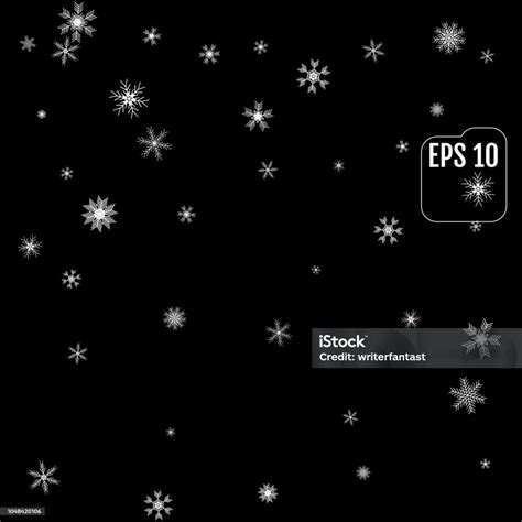 검은색에 떨어지는 눈 그림 10 벡터 Eps 추상 눈송이 배경 눈의가 겨울에 대한 스톡 벡터 아트 및 기타 이미지 겨울 기상학 날씨 Istock