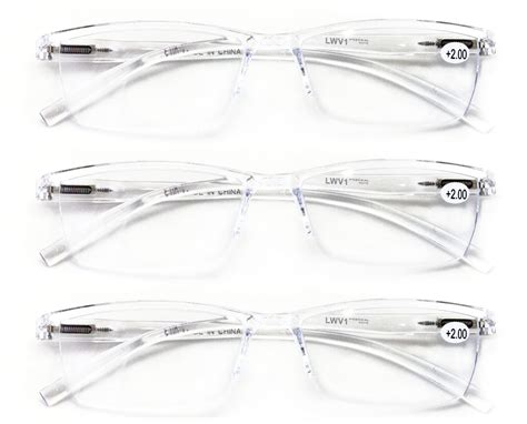 Vwe Readers Glasses Set 3 Pairs Lightweight Clear Lens Rectangular