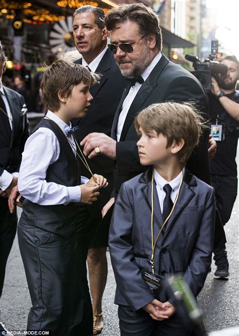 Danielle Spencer Russell Crowe And Sons Charlie And Tennyson At The