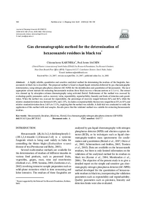 Pdf Gas Chromatographic Method For The Determination Of Lumefantrine In Antimalarial Finished
