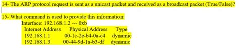 Solved The ARP Protocol Request Is Sent As A Unicast Packet Chegg