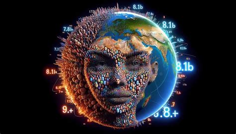 Fractal Earth Global Population In Orbiting Data Stock Illustration Illustration Of