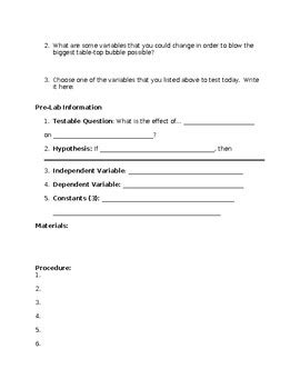 Bubble Lab A Scientific Method Resource By Science Teacher S Friend