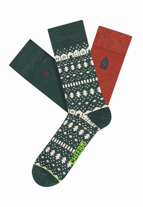 Cheerio Socken House Of Santa In Box 3er Pack Dark Green Mix Kaufen Bei Funnylegsde