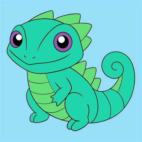 Premium Vector Cute Basilisk Vector Illustration Cartoon Clipart And Line Art Design Adorable