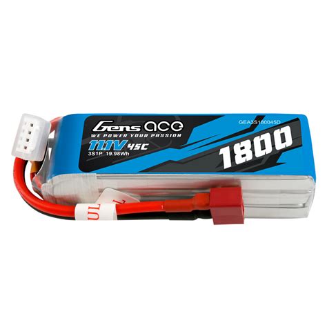 Gens Ace 11 1v 3s 1800mah 45c Lipo Battery Soft Case W Deans Connector Rcma Model And Hobby Shop
