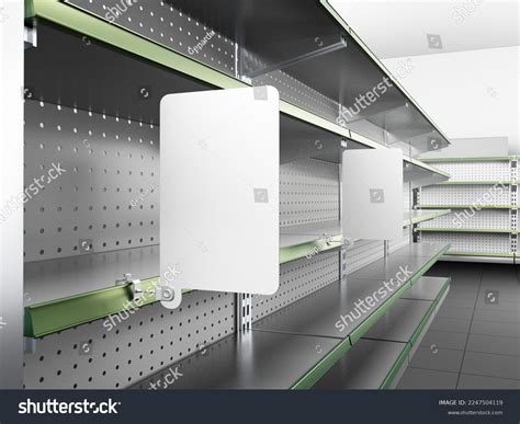 Supermarket Interior Empty Shelves Blank Shelf Stoppers Stock