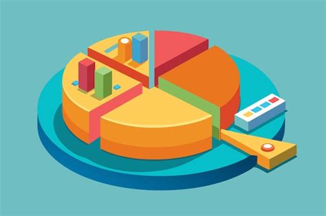 A Detailed Isometric Pie Chart Represents Data Visualization With Vibrant Sections For Analysis
