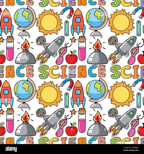 Science Objects And Icons Seamless Pattern Illustration Stock Vector Image And Art Alamy