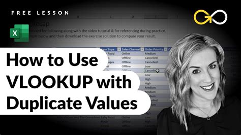 How To Use Vlookup With Duplicate Values Free Lesson Excel For