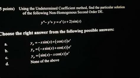 Solved Points Using The Undetermined Coefficient Method