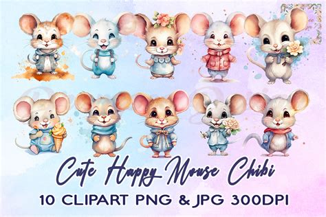 Cute Happy Mouse Chibi Clipart Graphic By Drumpee Design Creative Fabrica