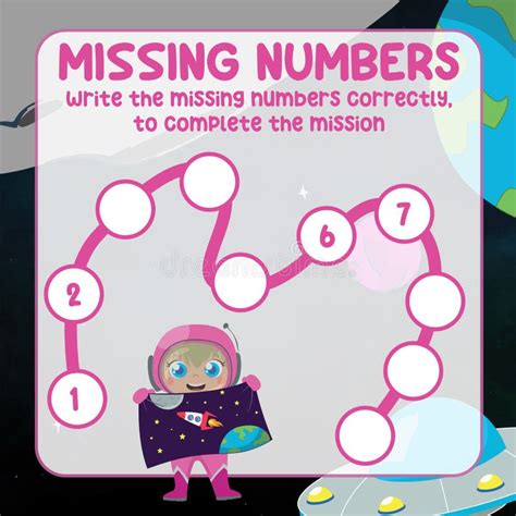 Missing Numbers Worksheet Count And Write Activity Stock Vector