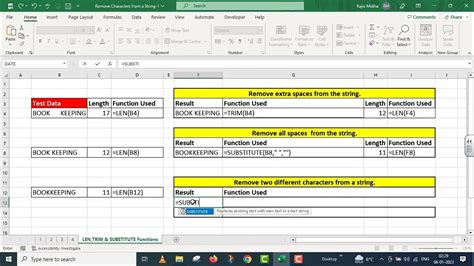 Lentrim And Substitute Functions Remove Characters From A String 1 Youtube