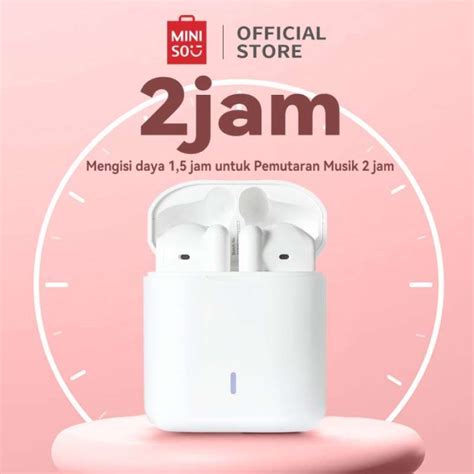 Promo Miniso Tws Bluetooth Earphones Setengah In Ear Macaron Model S88